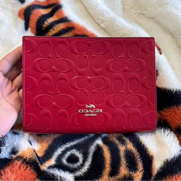 Coach | Bags | Red Coach Slim Crossbody In Signature Leather | Poshmark